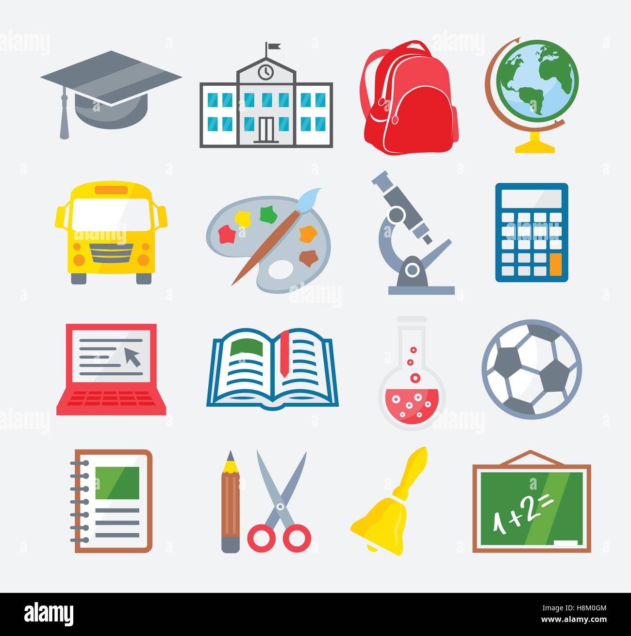 School and Education Colorful Icons on gray background Stock Vector ...