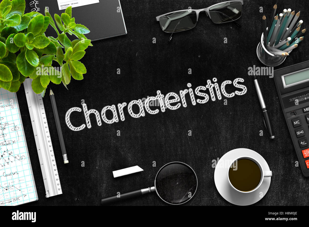 Black Chalkboard with Characteristics. 3D Rendering Stock Photo - Alamy