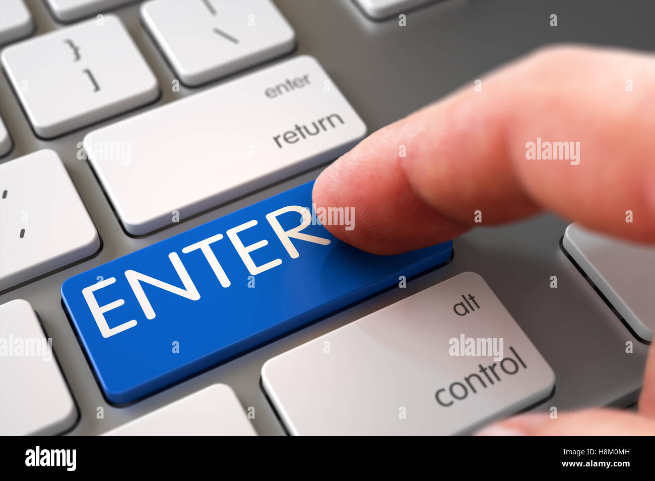 Hand Finger Press Enter Button. 3D Stock Photo - Alamy Hand Finger Press Enter Button. 3D Stock Photo - Alamy