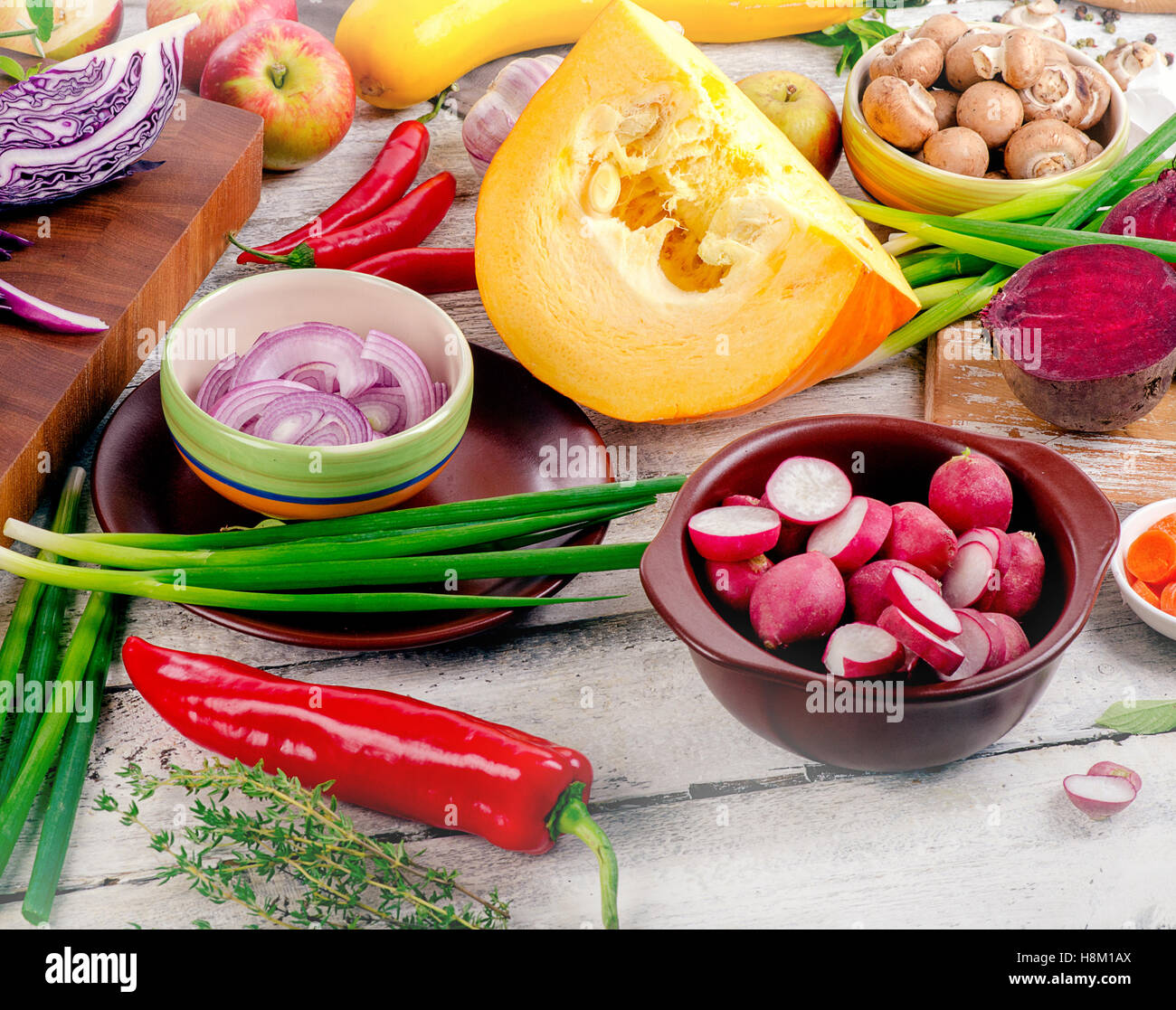 Raw organic vegetables for cooking. Healthy eating concept Stock Photo ...