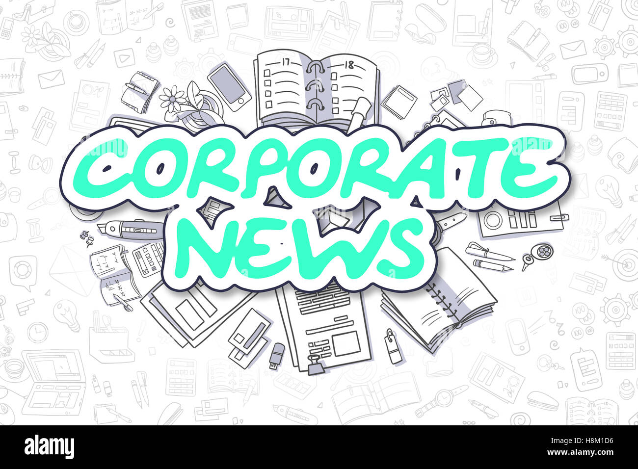 Corporate News - Doodle Green Text. Business Concept Stock Photo - Alamy