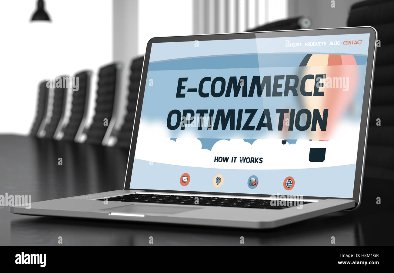 E-Commerce Optimization on Laptop in Meeting Room. 3D Stock Photo - Alamy