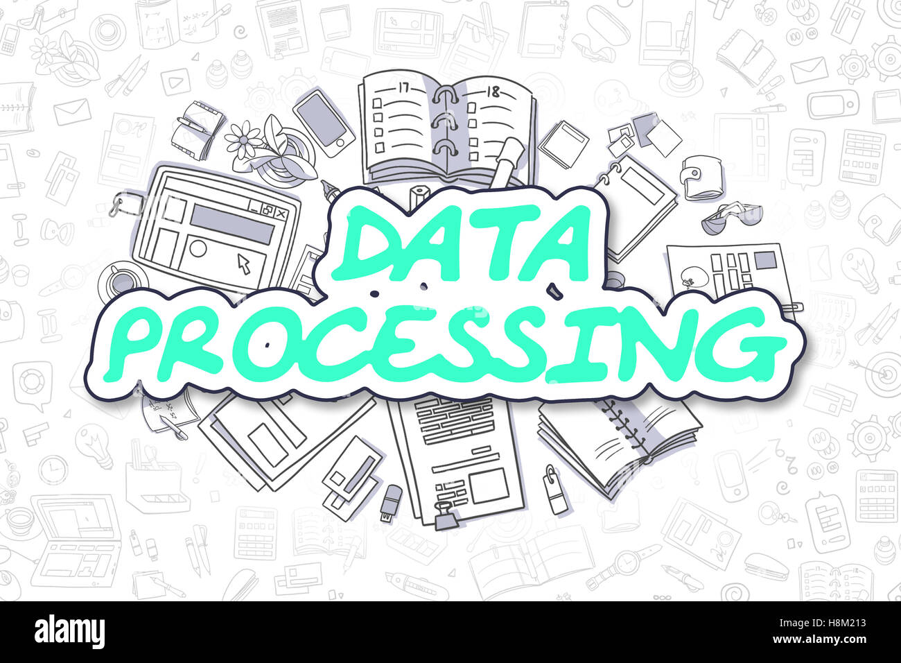 Data Processing - Doodle Green Word. Business Concept Stock Photo - Alamy