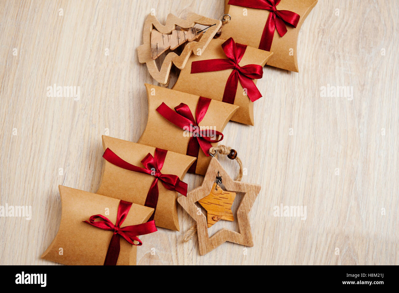 set of small Christmas gift with Red Ribbon Stock Photo - Alamy