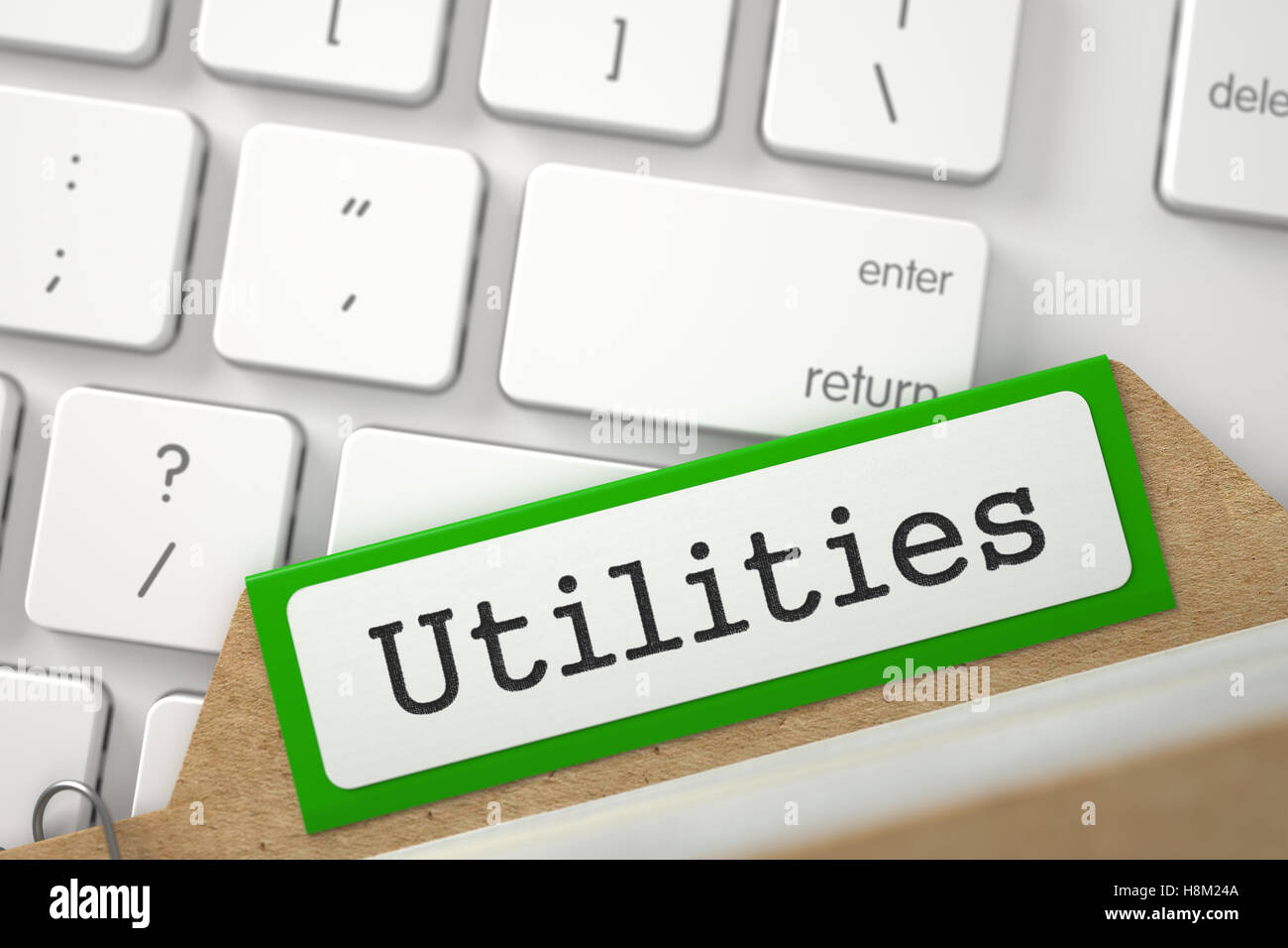 Folder Index with Inscription Utilities. 3D Stock Photo - Alamy