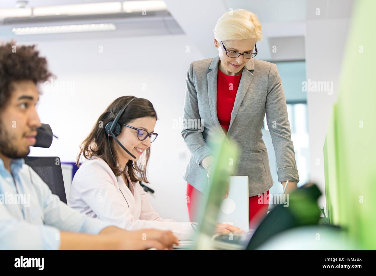 Female corporate operator in headset hi-res stock photography and ...