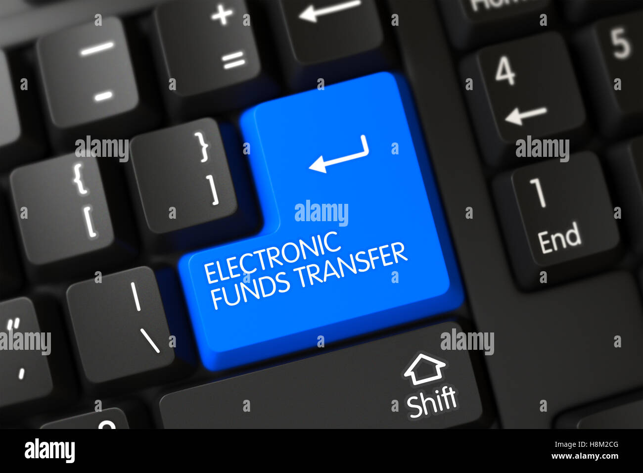 Blue Electronic Funds Transfer Button on Keyboard. 3D Stock Photo - Alamy