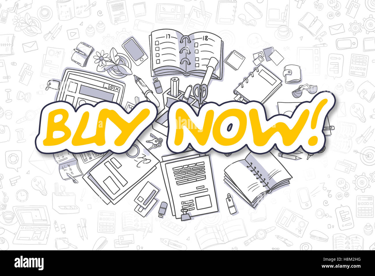 Buy Now - Cartoon Yellow Text. Business Concept Stock Photo - Alamy