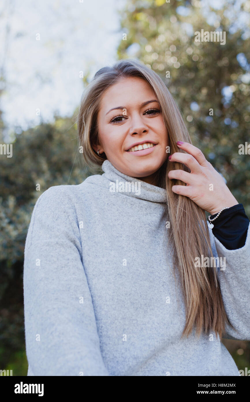Young woman in the nature in a relaxed day Stock Photo - Alamy