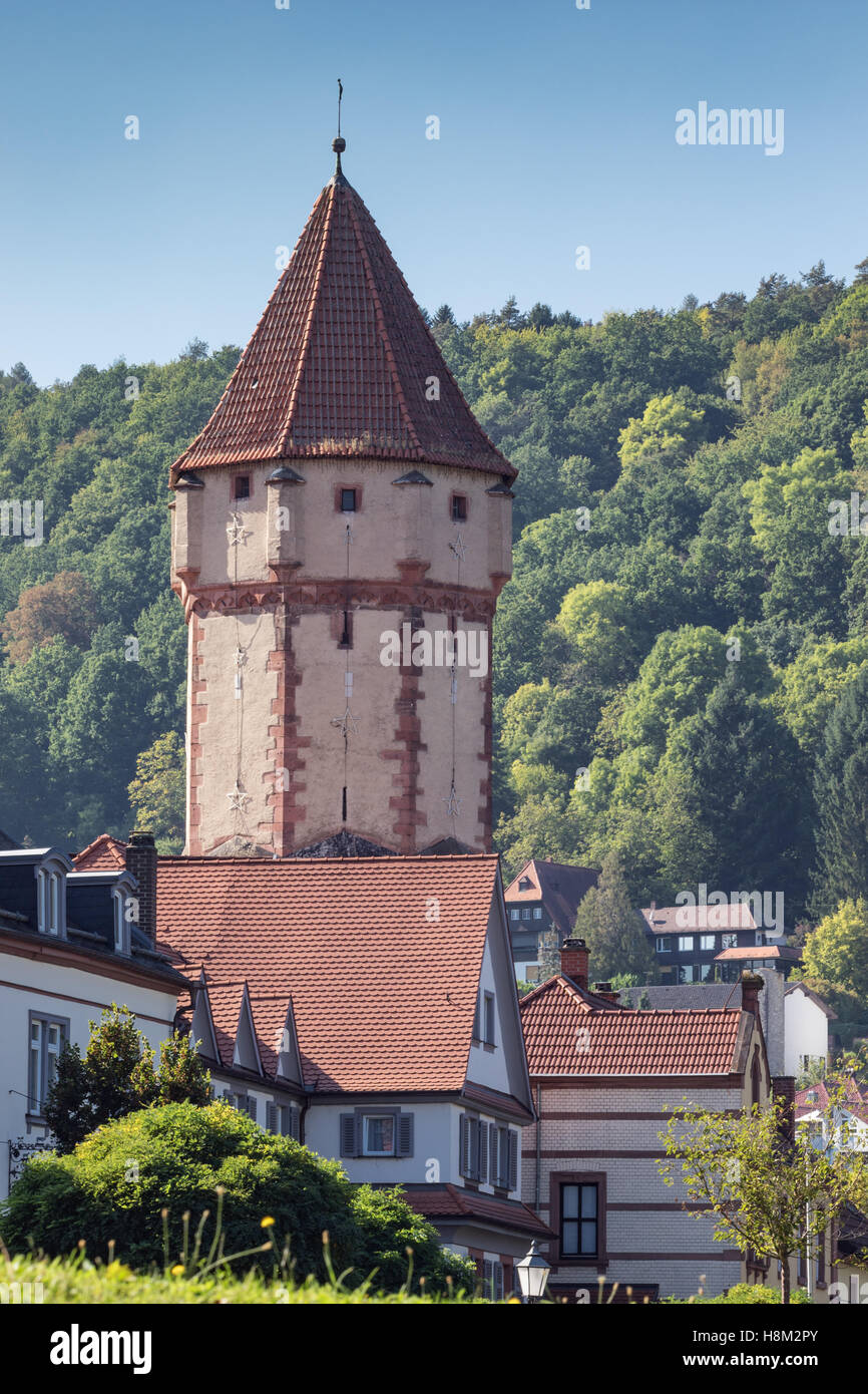 Pointed Tower with surrounding houses Stock Photo - Alamy