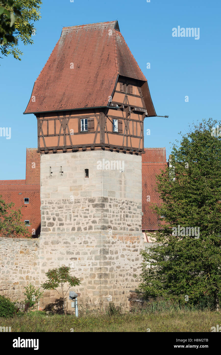 Restored watchtower with half-timbered construction Stock Photo - Alamy