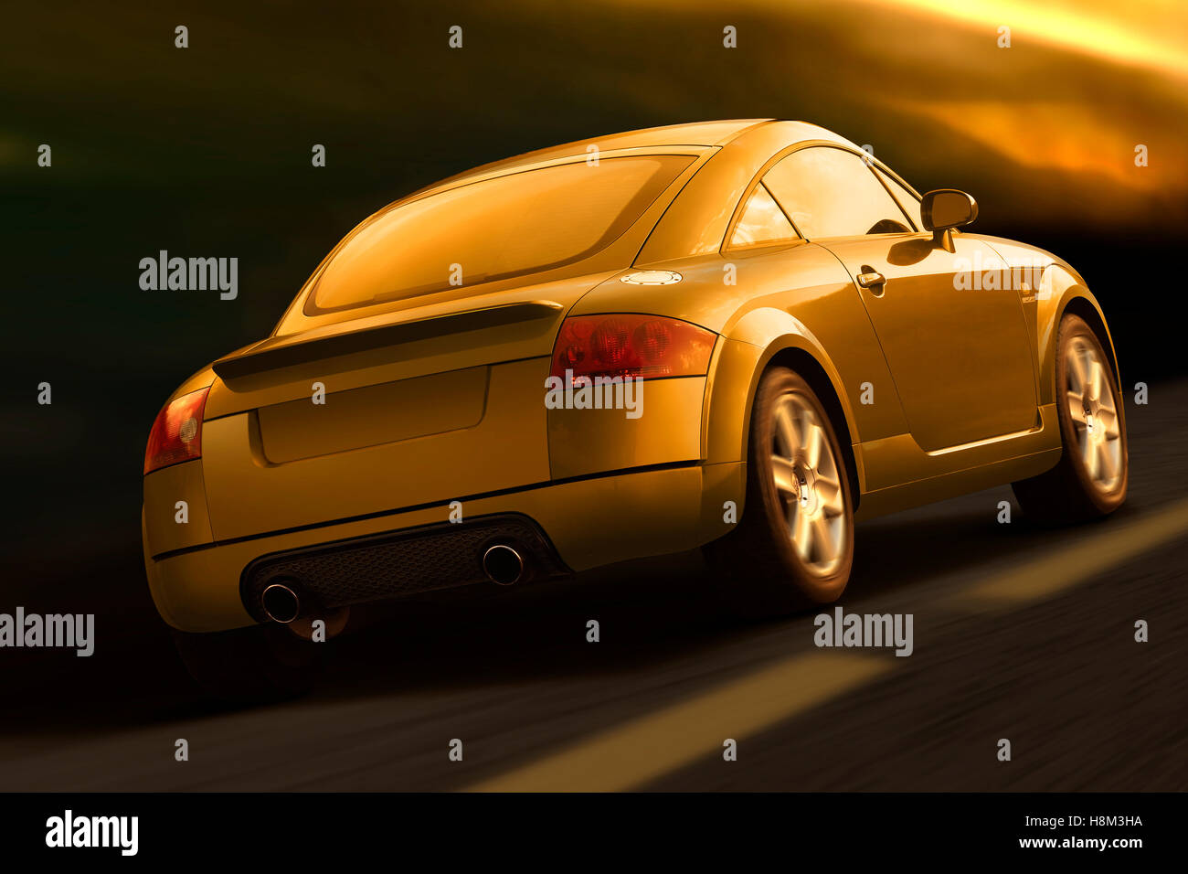 Speeding car and setting sun Stock Photo - Alamy