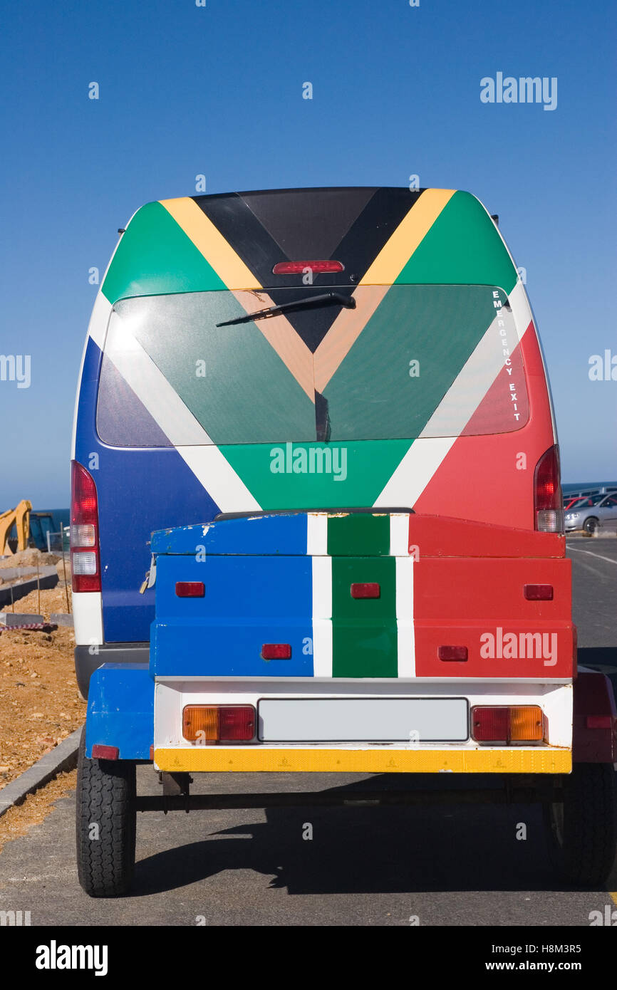 bus with the south africa flag painted Stock Photo - Alamy