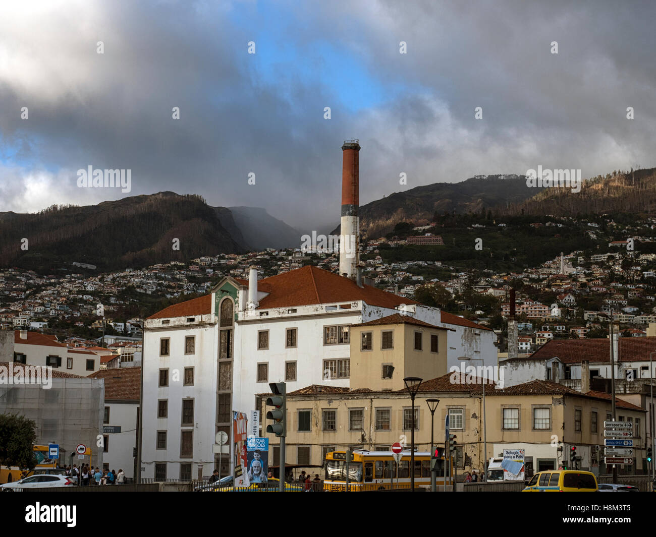 Chimney of an old sugar factory in the centre of Funchal, Madeira ...