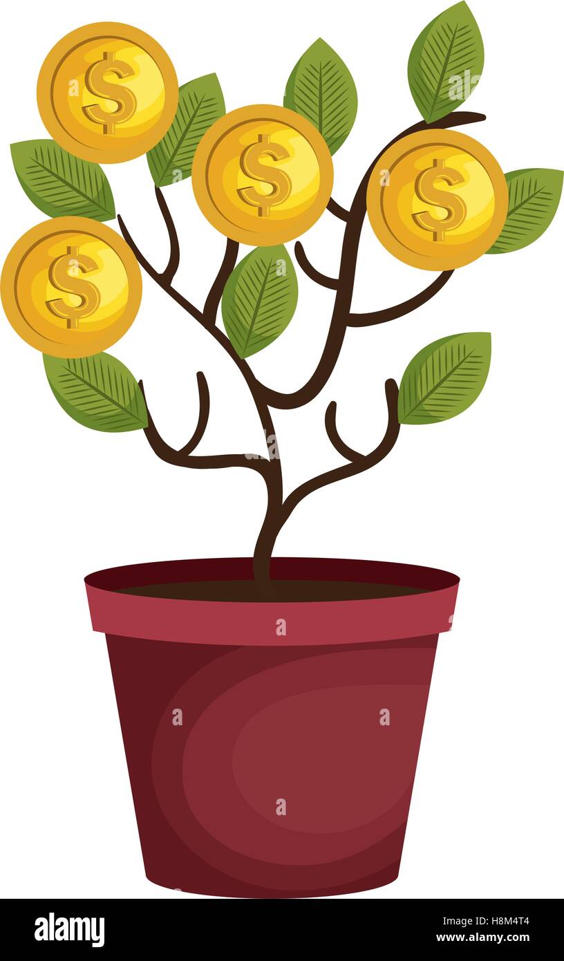 money plant with coins vector illustration design Stock Vector Image ...
