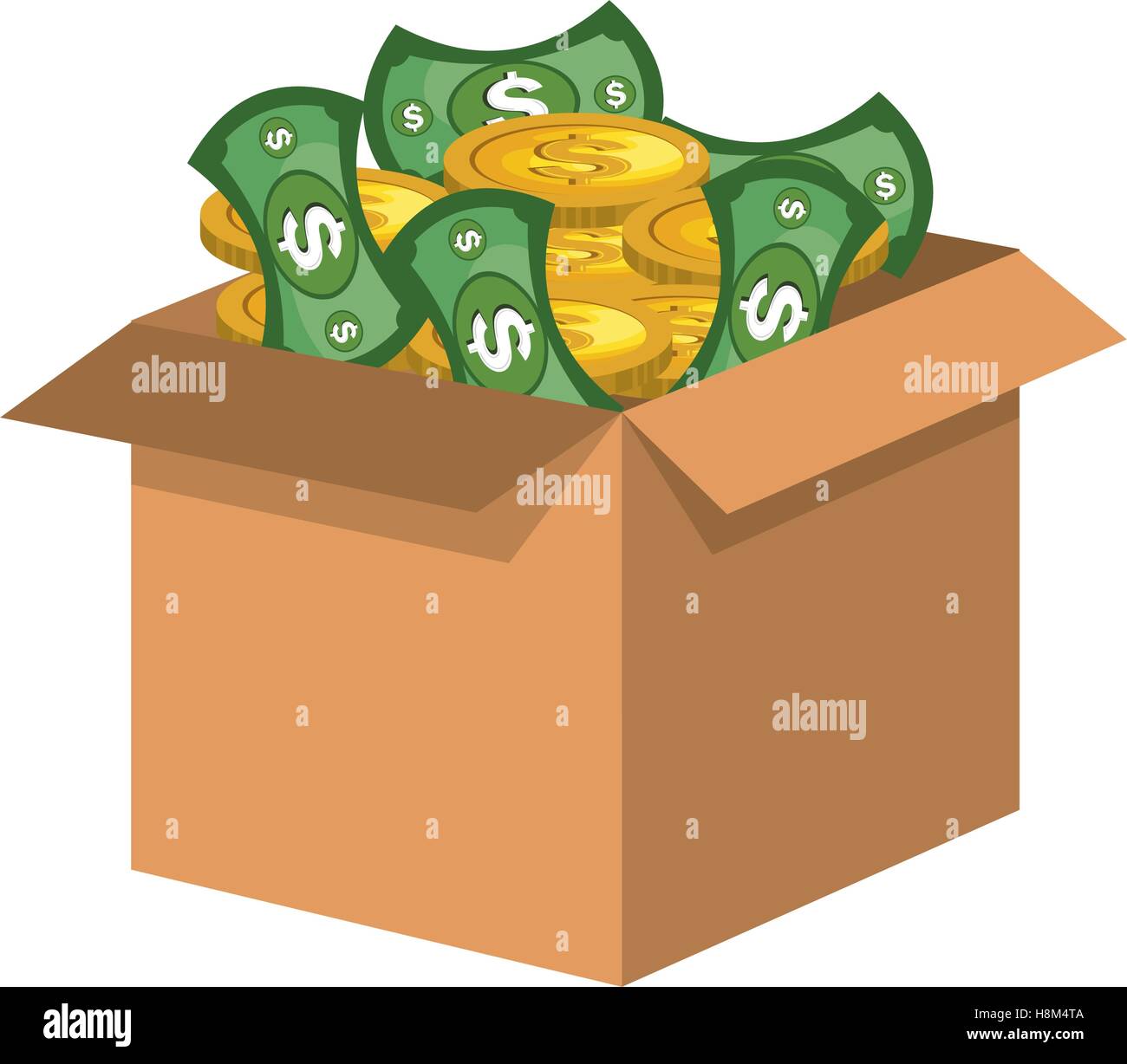box carton with money vector illustration design Stock Vector Image ...