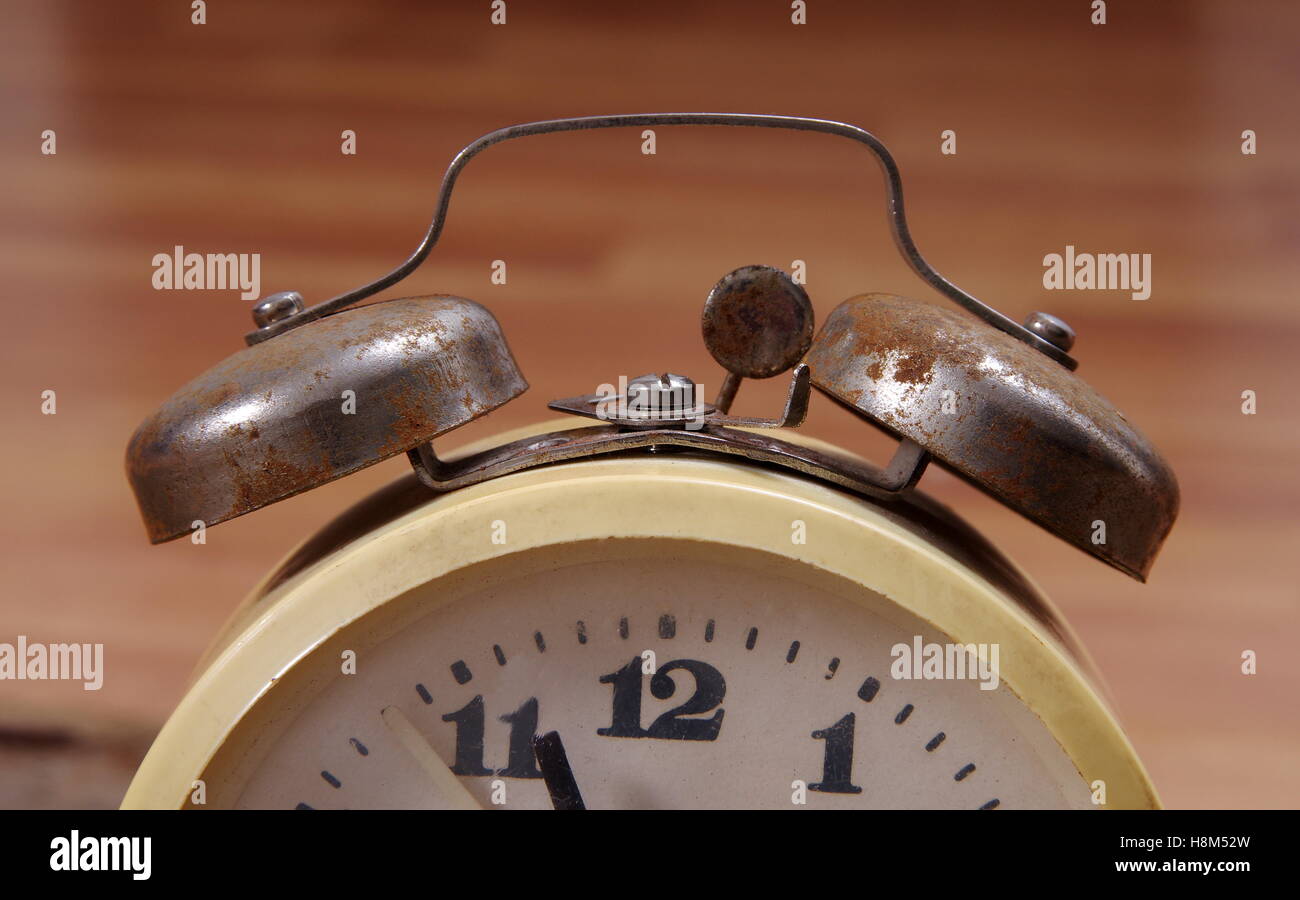 old alarm clock closeup details Stock Photo - Alamy