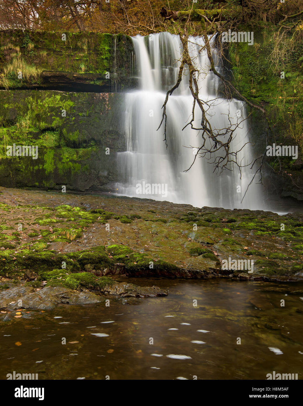 sgwd clun gwyn waterfalls in The Brecon Beacons, Wales, UK Stock Photo ...