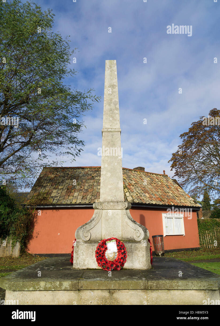 Village war memorial to those killed in action during two world wars ...