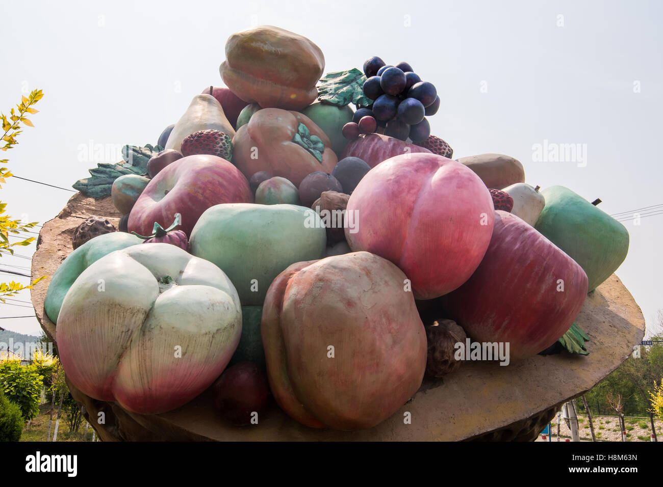 Beijing, China - A giant sculpture of fruits and vegetables at a farm ...