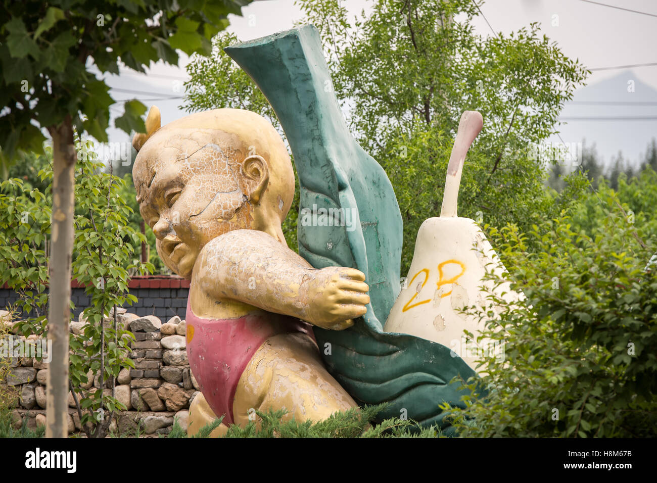 Beijing, China - Monument to the fruit and vegetable industry on a farm ...