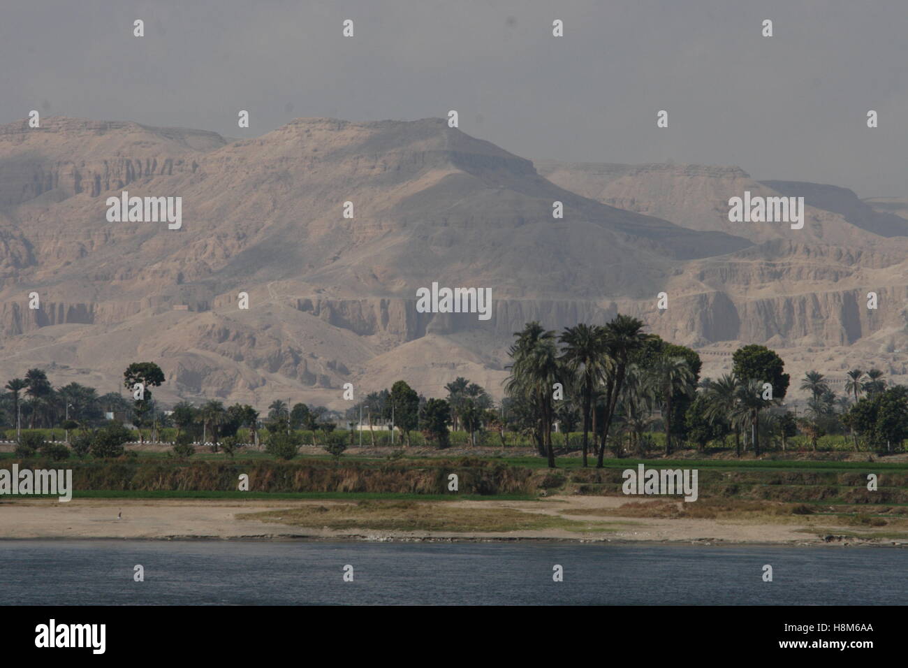 General view of the Nile with Mountains Stock Photo - Alamy