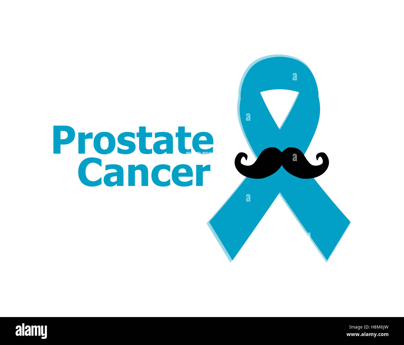 Prostate cancer ribbon awareness on white background. Light blue ribbon ...
