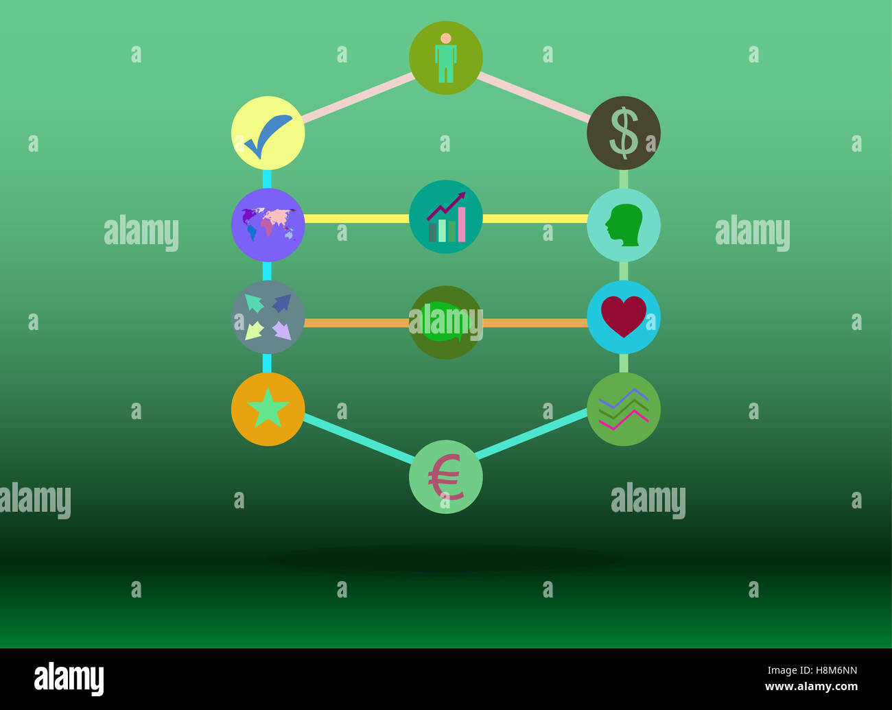 Technology network. Connected symbols for digital, connect, communicate ...
