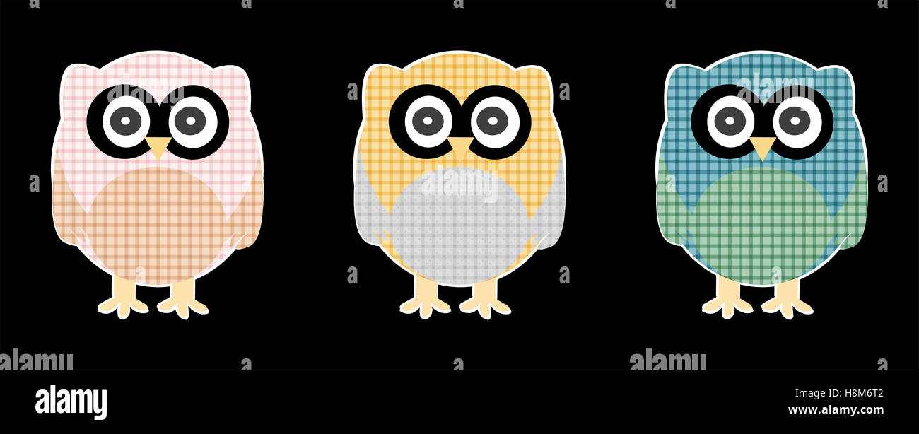 set of cute textile owls Stock Photo - Alamy