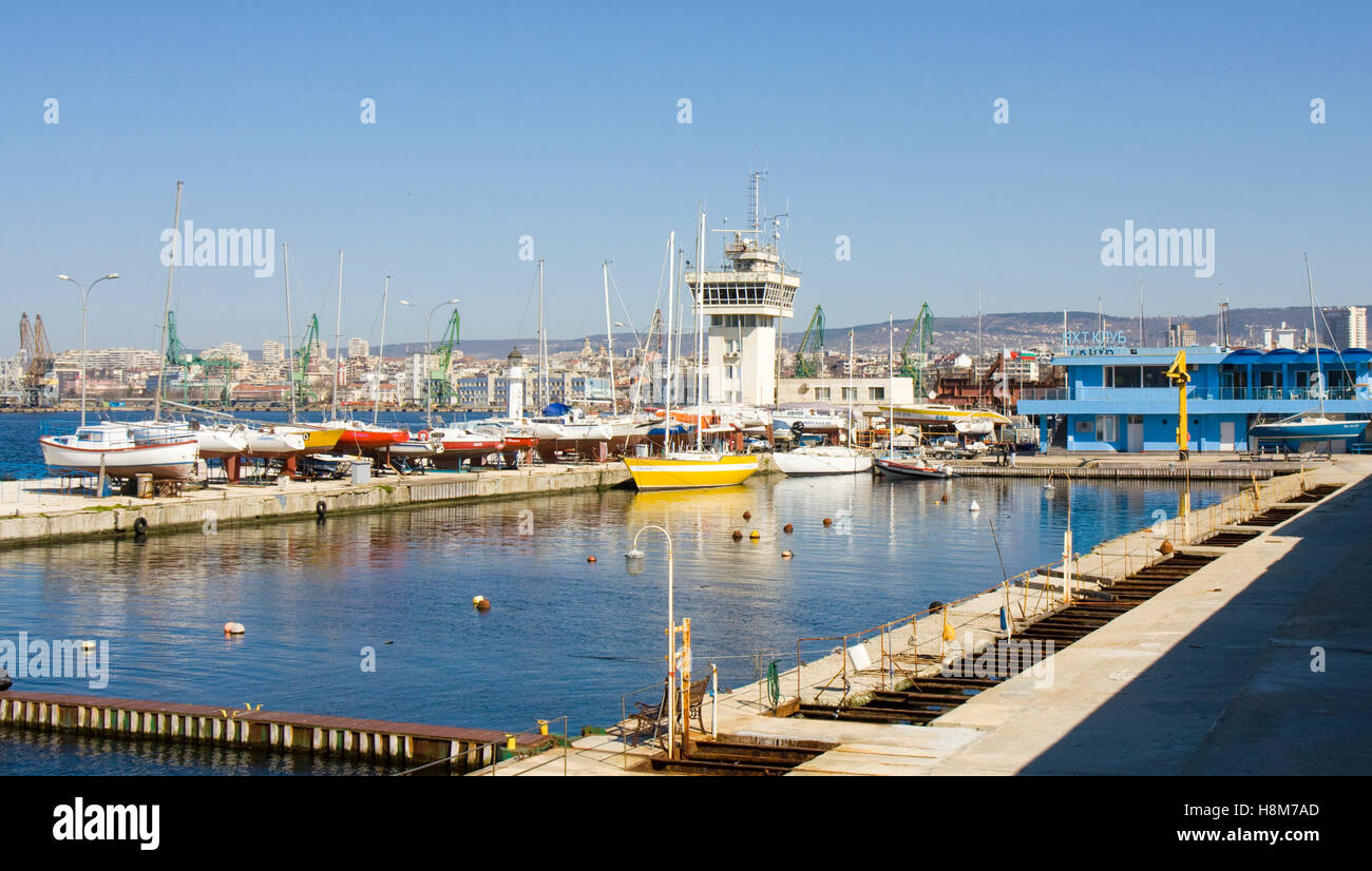 VARNA, BULGARIA - APRIL 11, 2015 Sea port built in 1968 year Stock ...