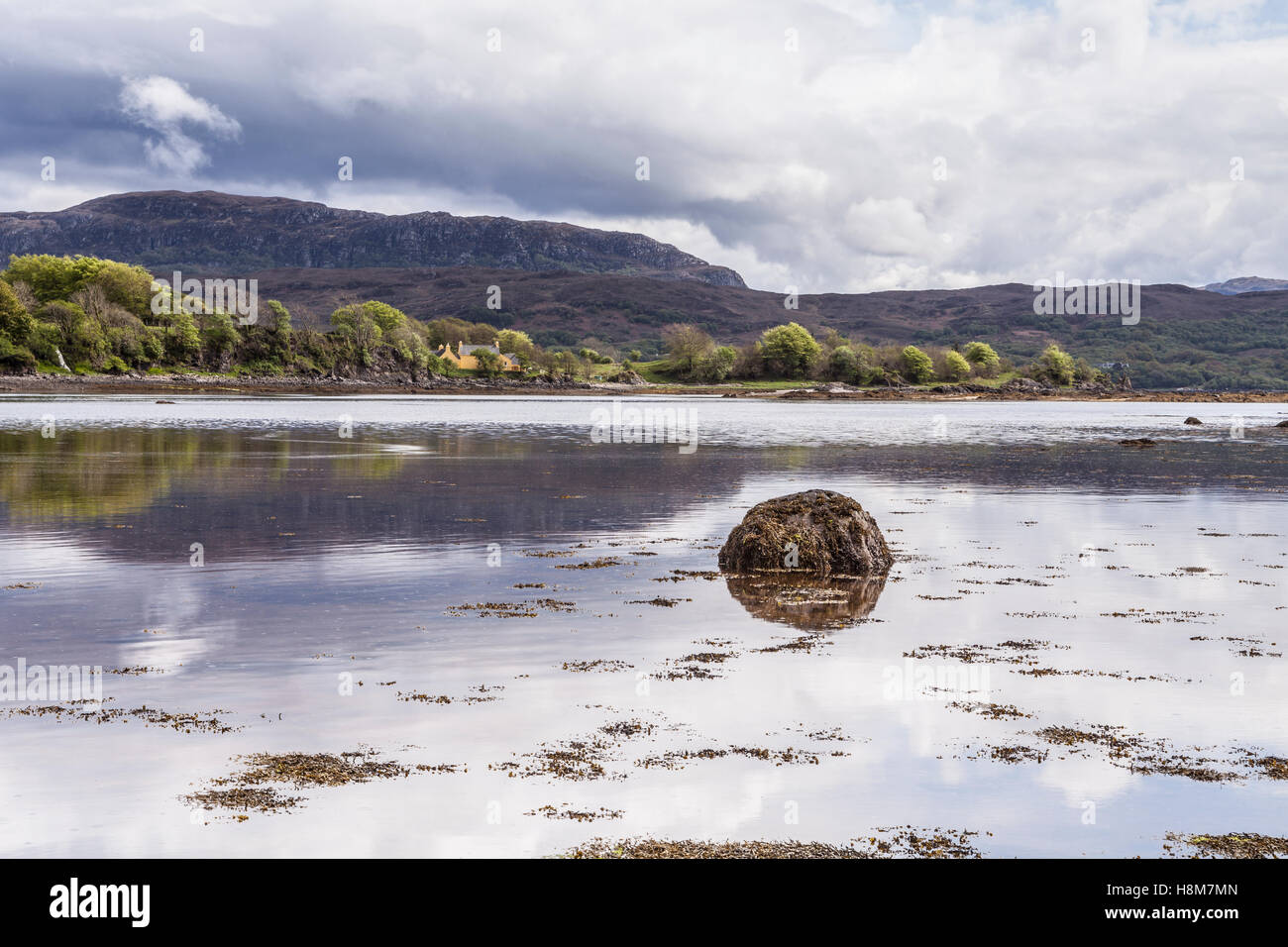 The still waters of Loch Kishorn in the Highlands of Scotland Stock ...