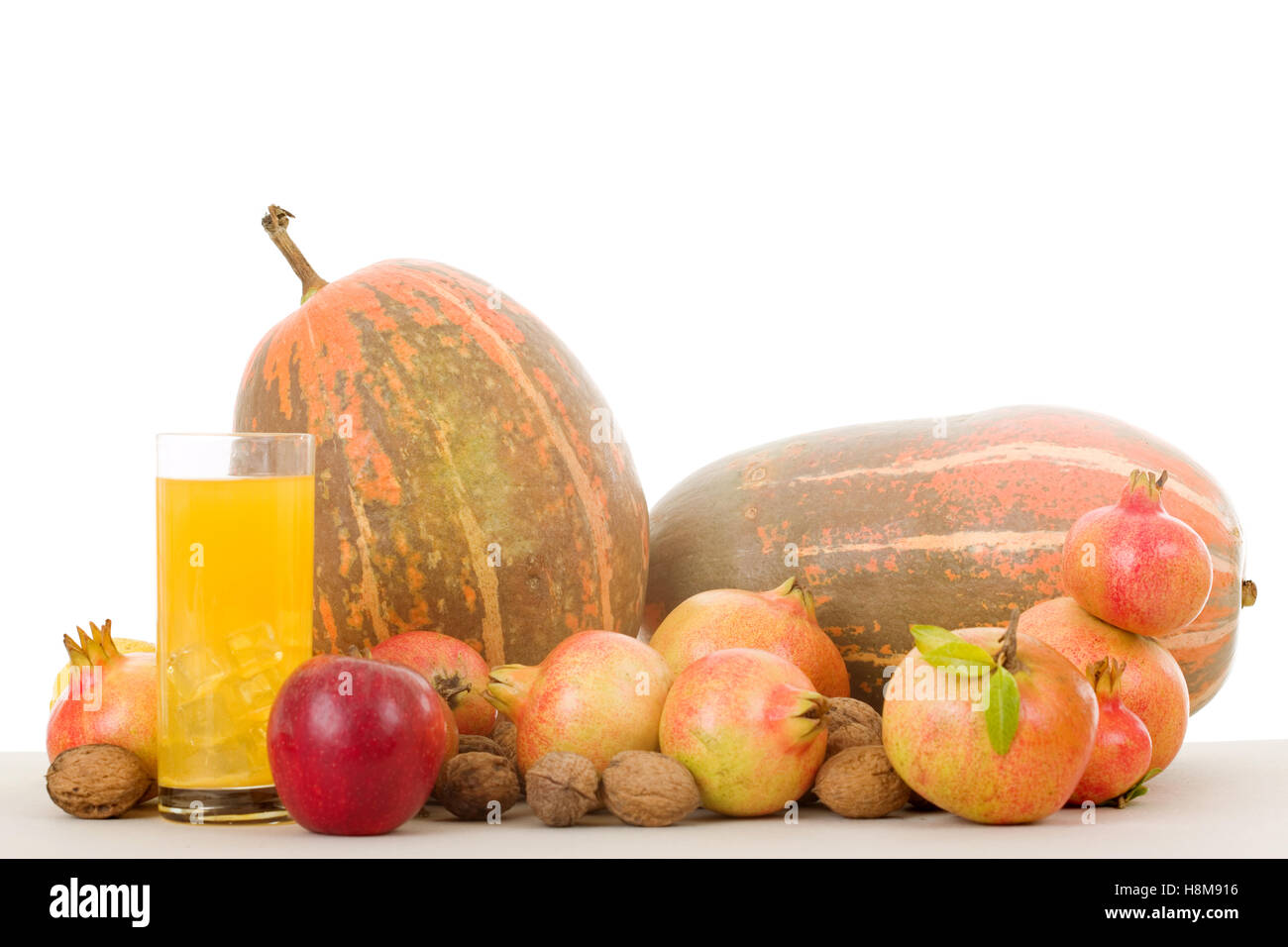 Autumn nature fruits concept. Fall fruits on a white background, studio ...