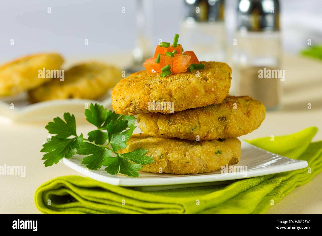 Vegetarian hamburger patties made with rice and chickpeas Stock Photo ...