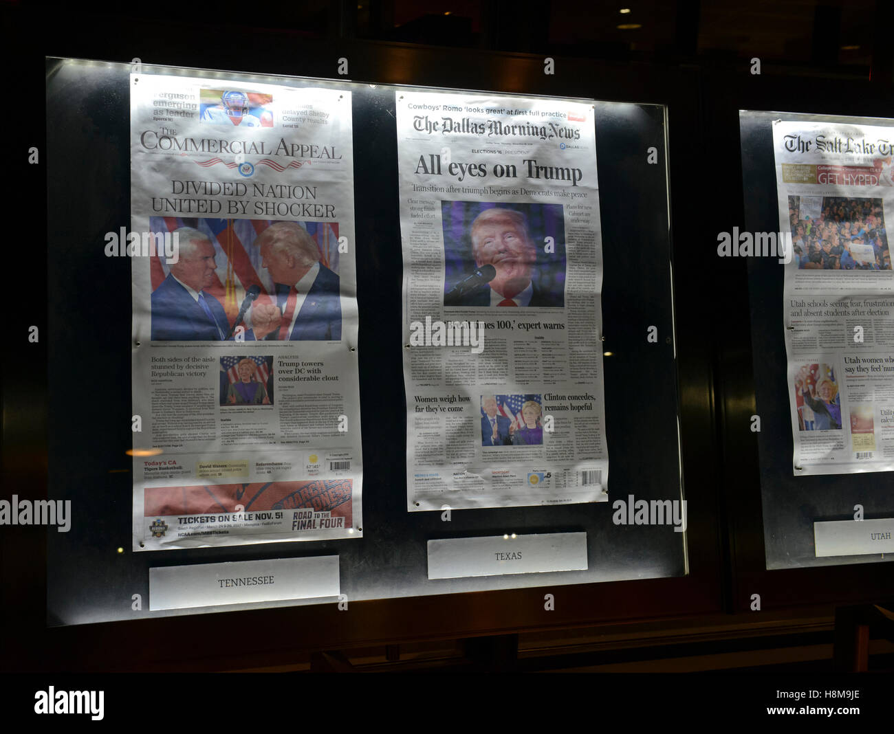 Newspapers showing Donald Trump after his Presidential election victory ...