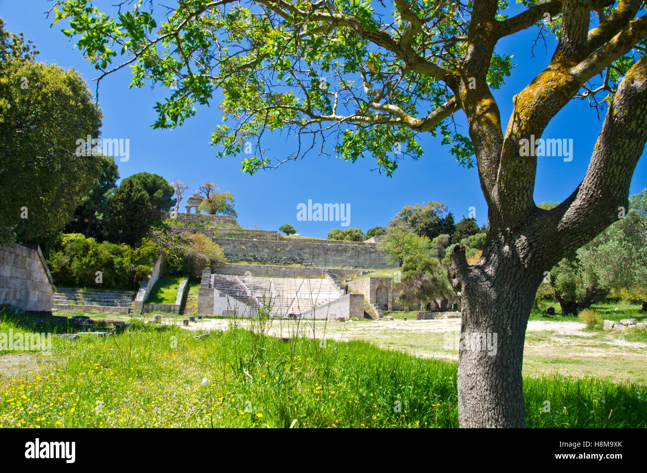 Ancient acropolis amphitheatre in Rhodes island, Greece Stock Photo - Alamy
