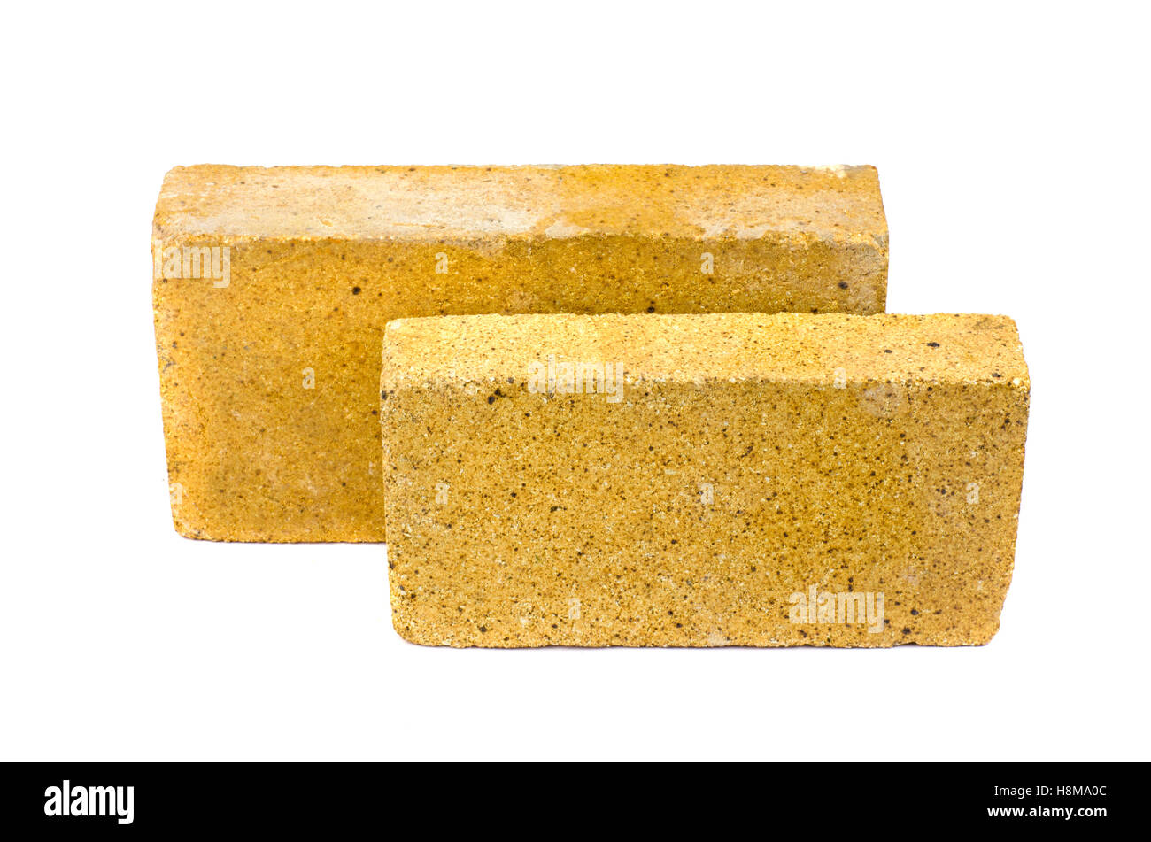 Two special bricks for furnace fireplace isolated on white background ...