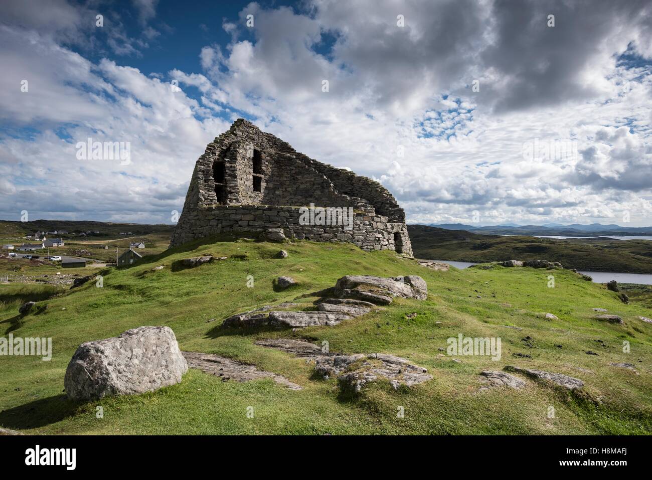 Ruins of a tower, Broch Dun Carloway, Isle of Lewis, Outer Hebrides ...