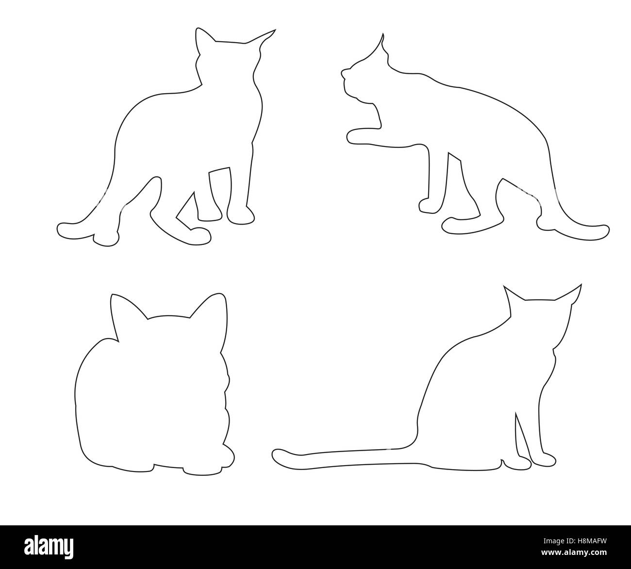 Vector paths of Cats set on the white background Stock Vector Image ...
