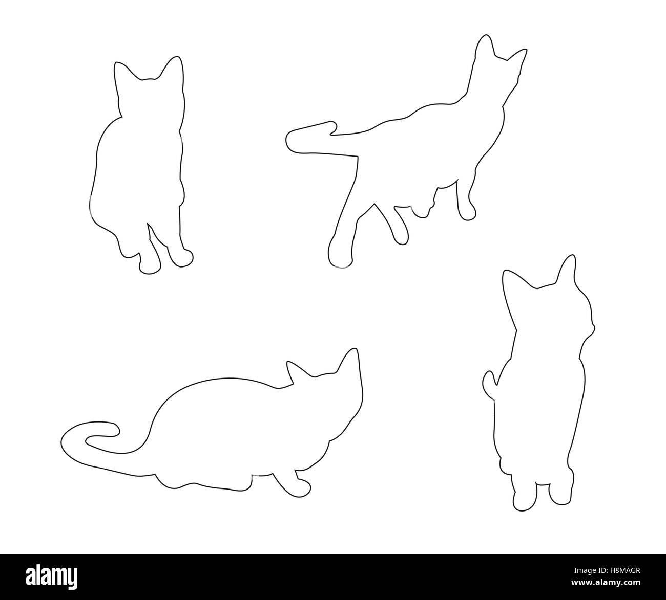 Vector paths of Cats set on the white background Stock Vector Image ...