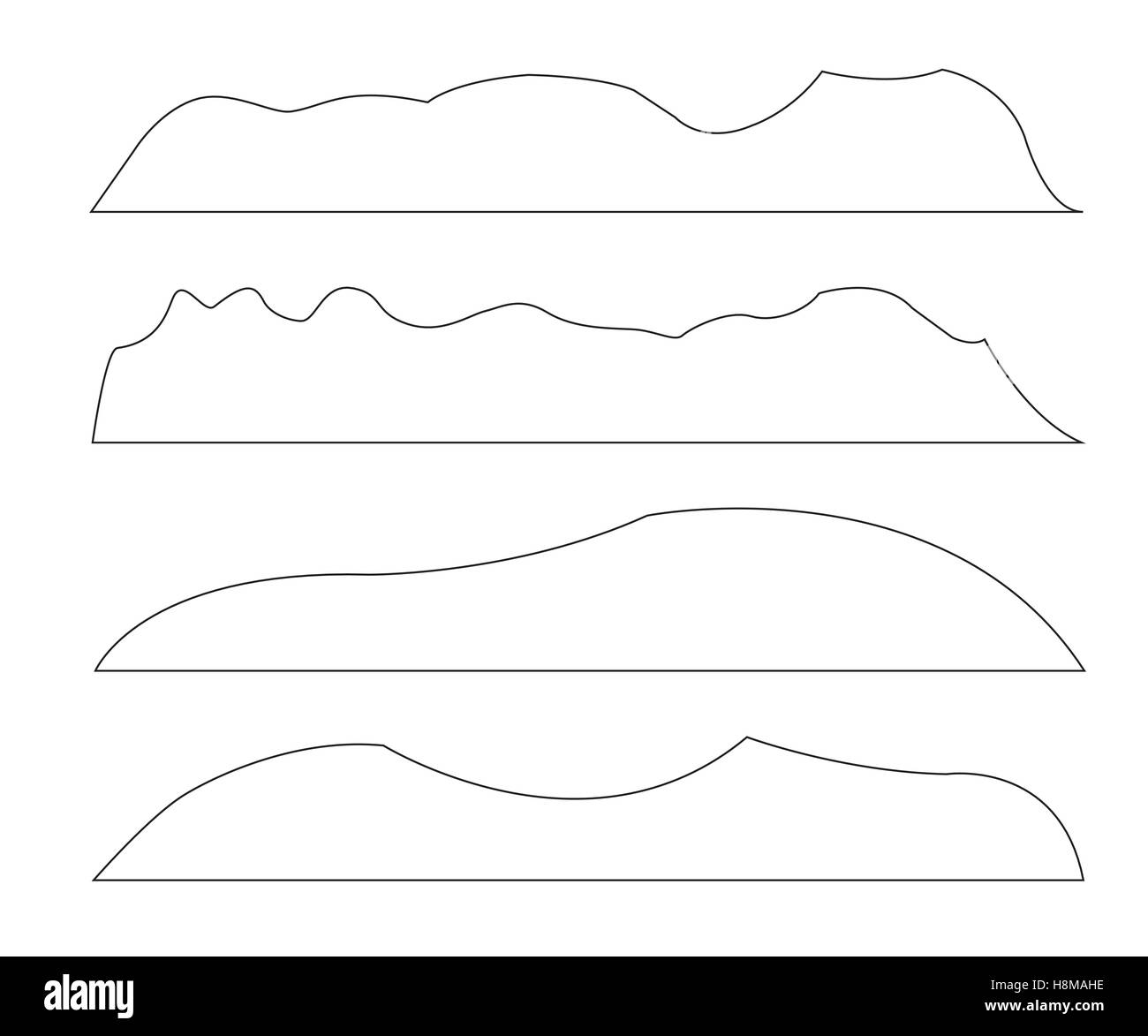 Vector paths of Mountains set on the white background Stock Vector ...