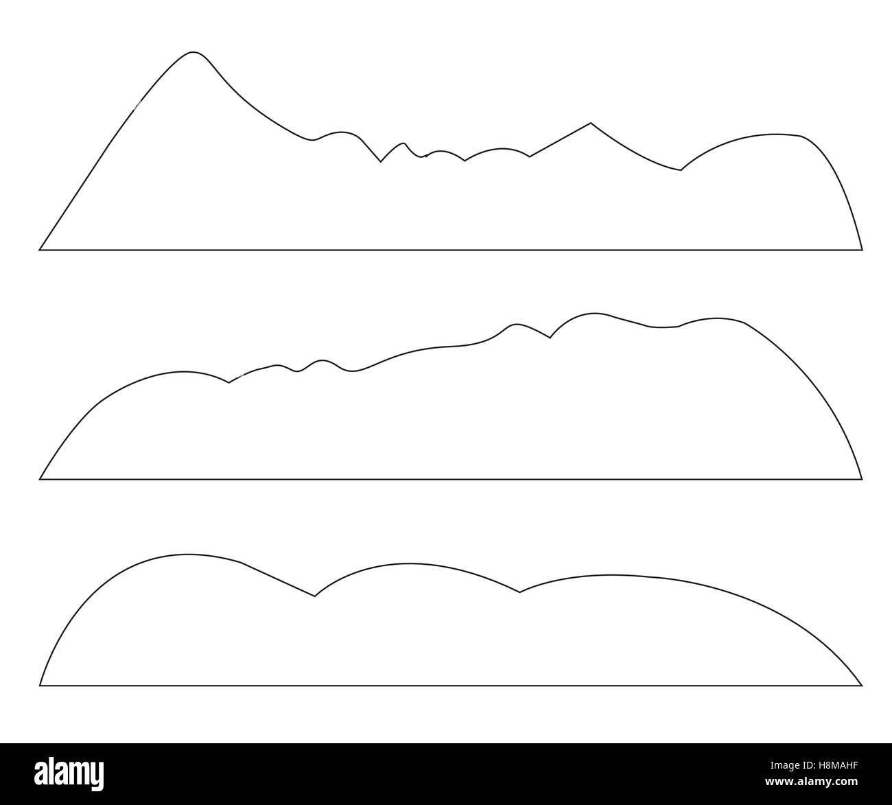 Vector paths of Mountains set on the white background Stock Vector ...