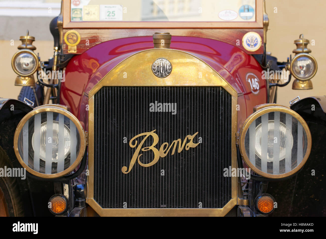 Benz lettering on radiator of classic car, vintage Mercedes-Benz, 1911 ...