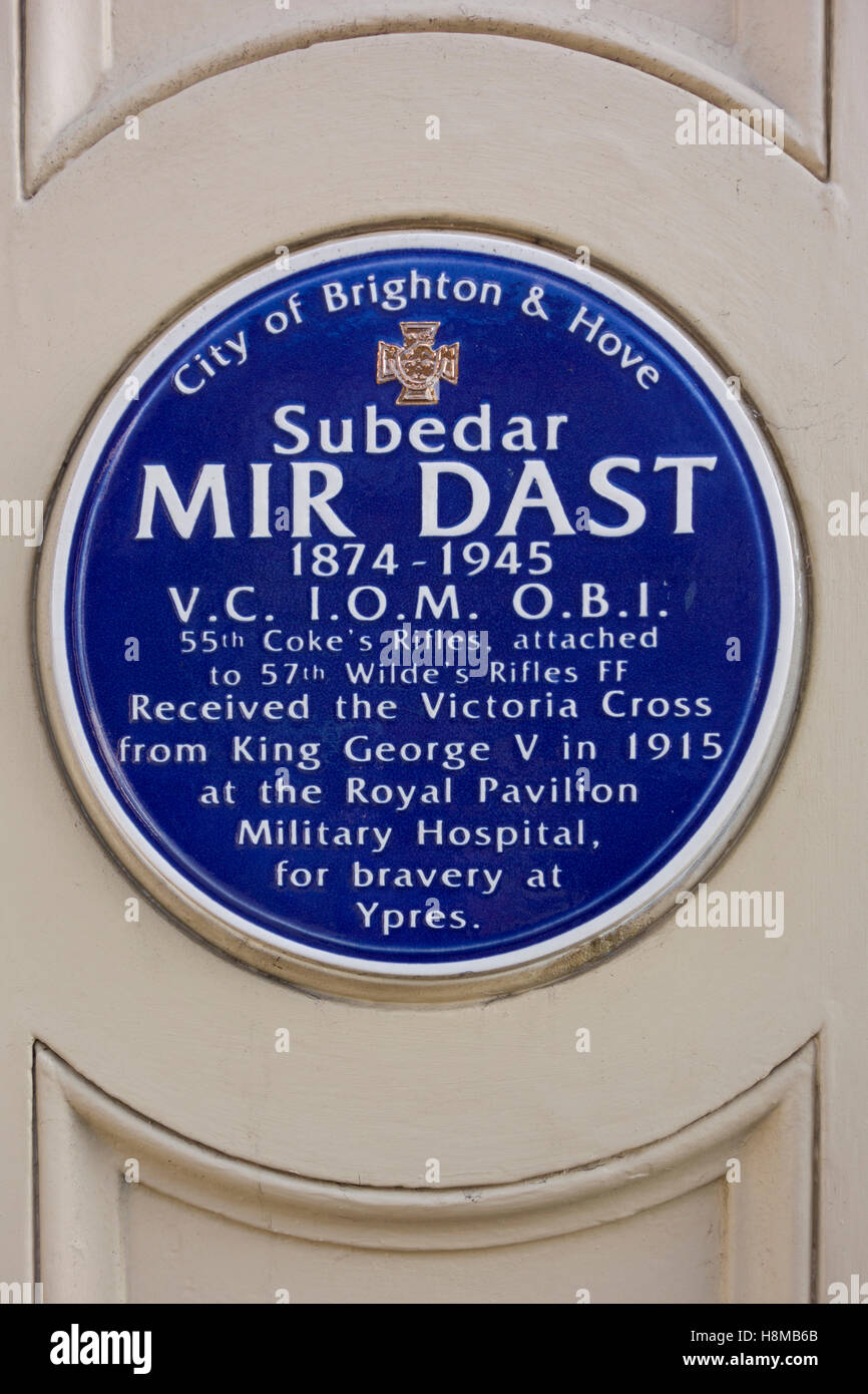 Historic blue plaque commemorating Mir Dast: an Indian recipient of the ...