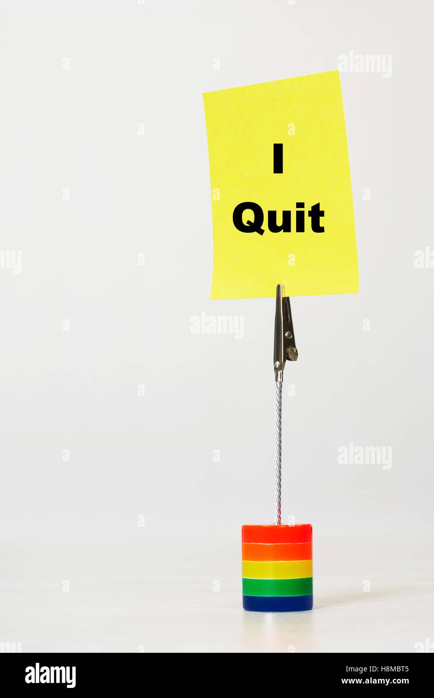 Reminder note saying i quit Stock Photo - Alamy