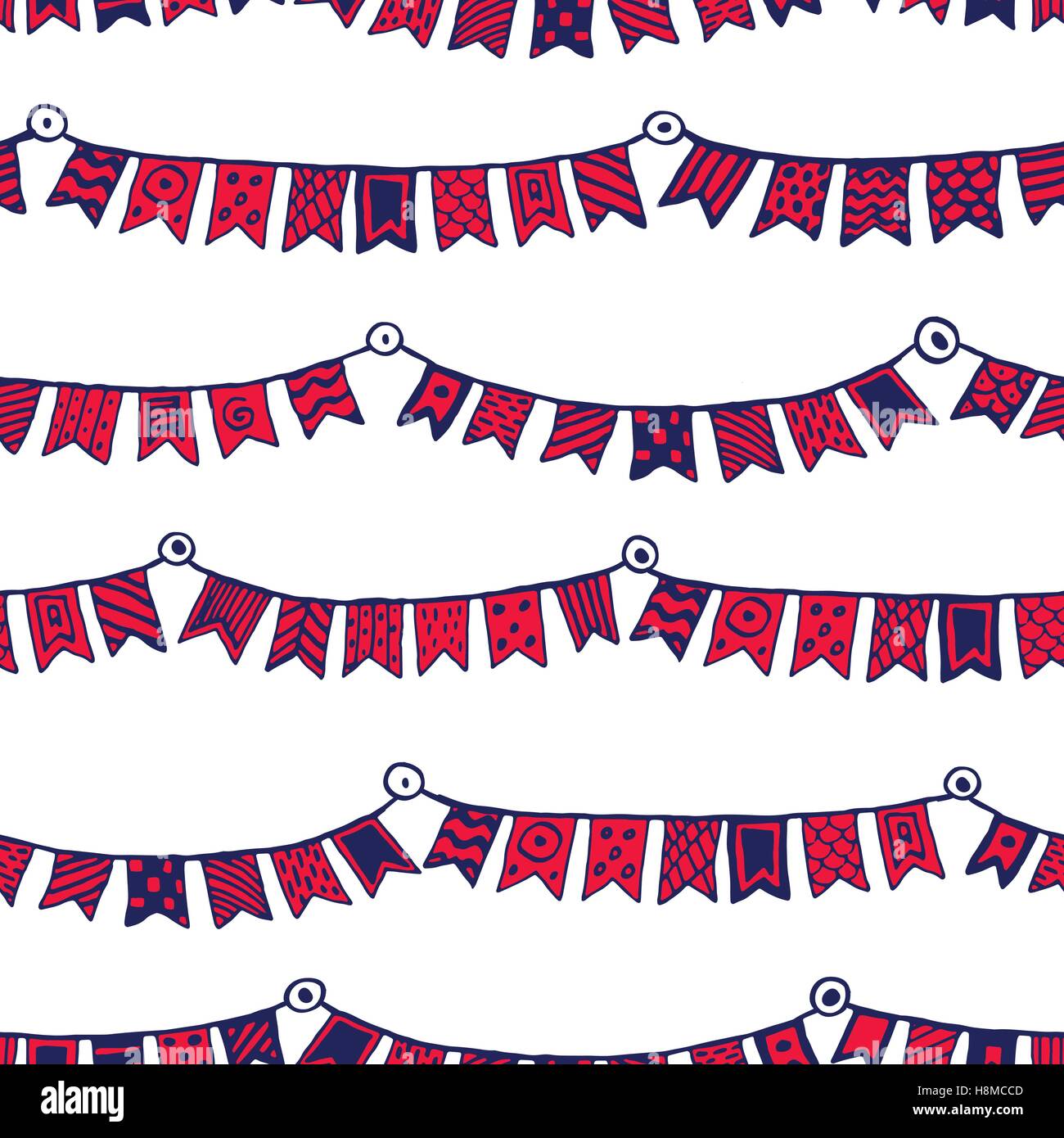 Seamless vector pattern with decorative flags, hand drawn Stock Vector ...