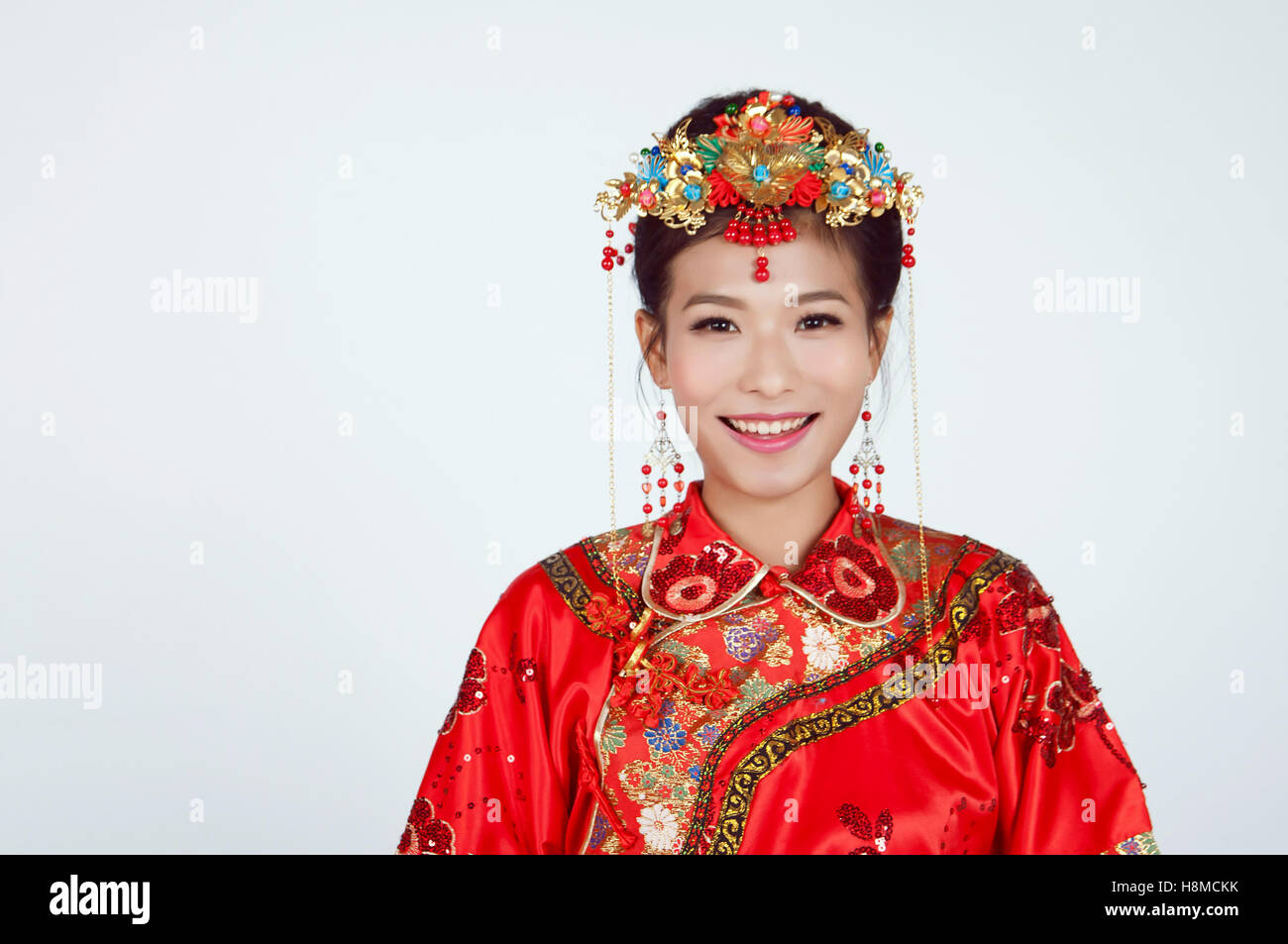 Chinese Bride looking at Camera Stock Photo - Alamy