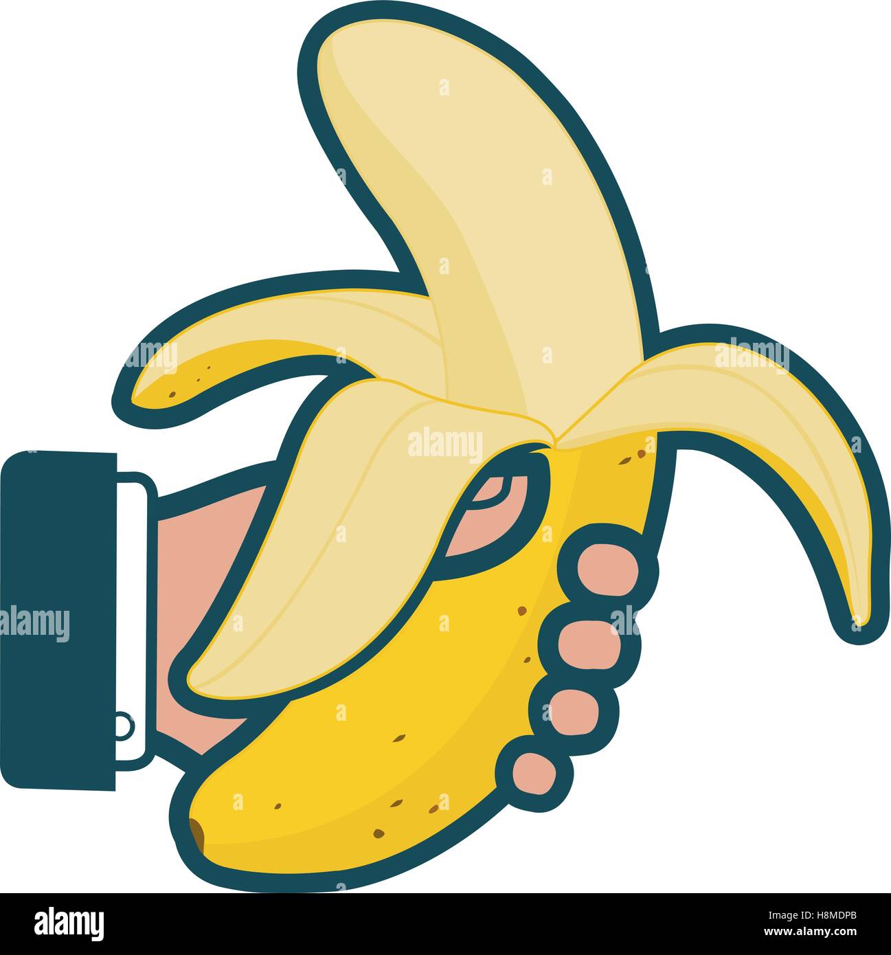 Hand holding peeled banana Stock Vector Images - Alamy