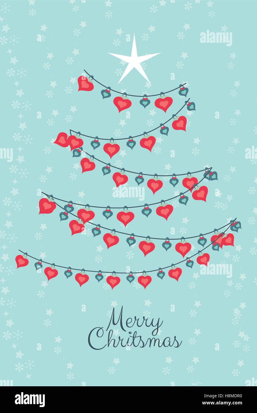 Vector colorful greetings cards for Merry Christmas with balls, tree ...