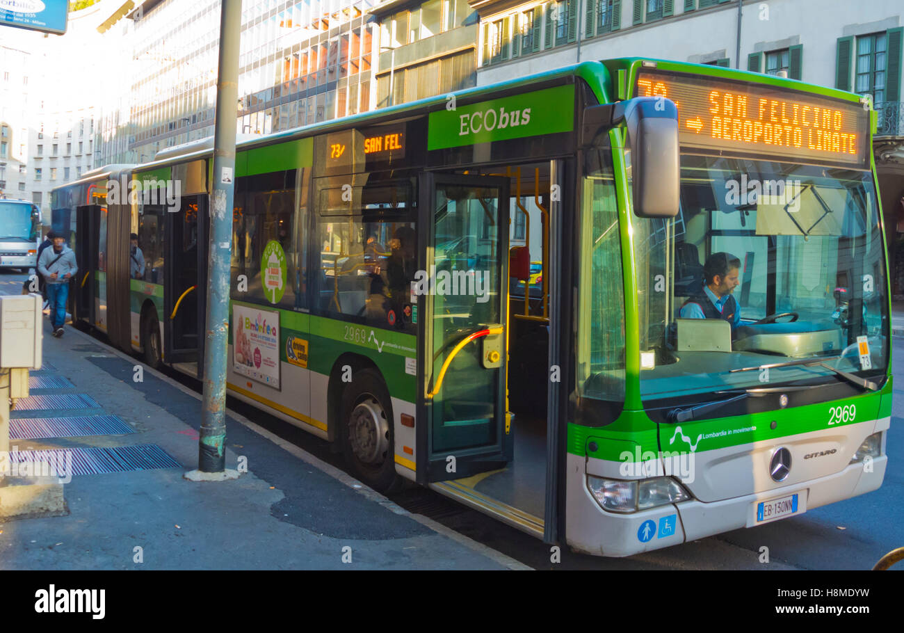 Bus 73, going to Linate airport, Corso Europa, Milan, Lombardy, Italy ...
