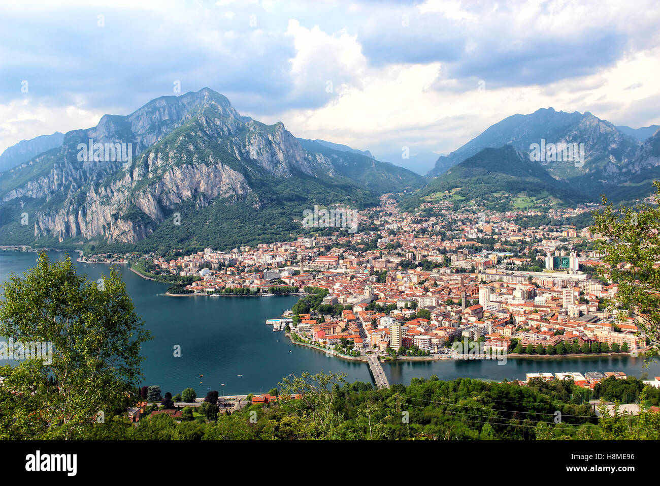 Aerial view of Lecco town on the lake Como, Italy Stock Photo - Alamy